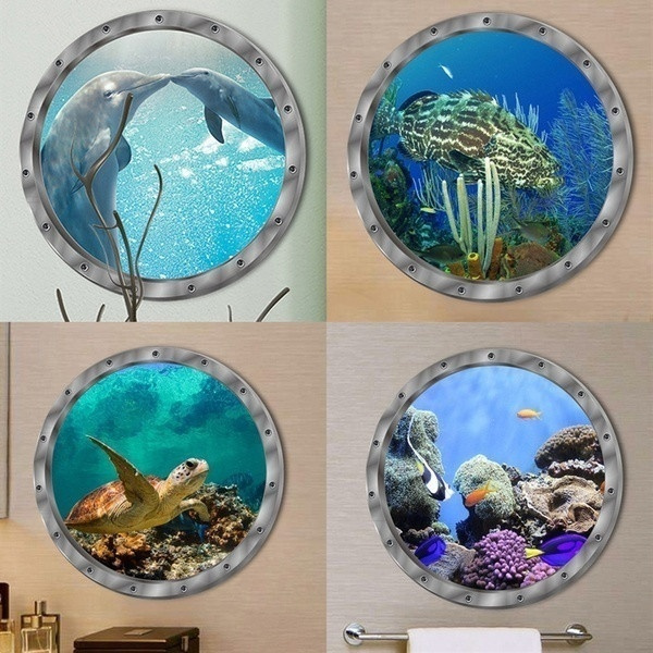 3D Dolphin Ocean Animals Wall Sticker Decals Vinyl Mural Room Decor | Wish
