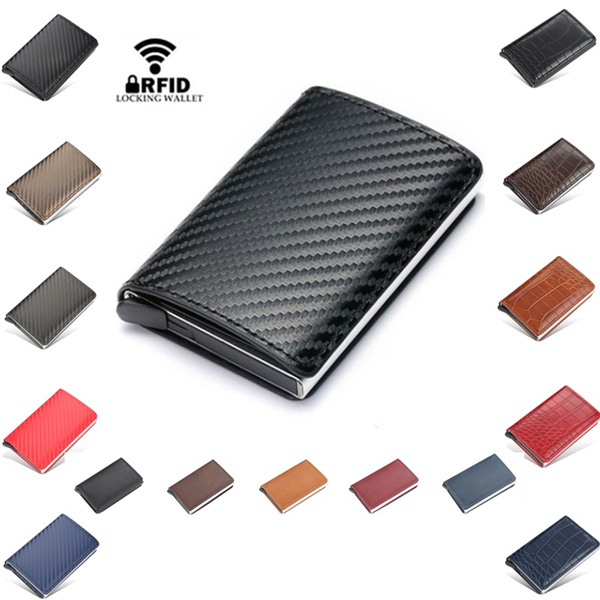 Fashion Metal Security Card Case Credit Card Holder Carbon Fiber Card ...