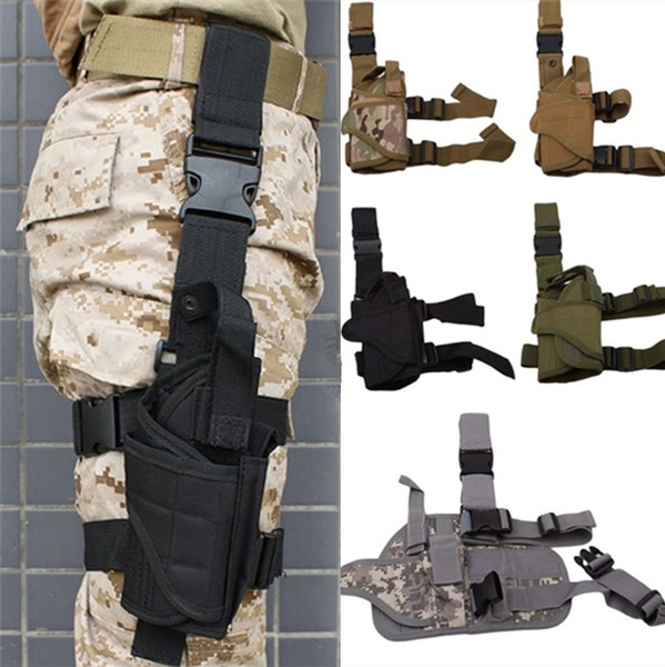 Adjustable Tactical Army Black Pistol Gun Drop Leg Thigh Holster Pouch ...