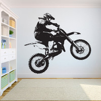 For Boy Wall Decal Motorcross Free style Dirt Bike Sticker Bedroom ...
