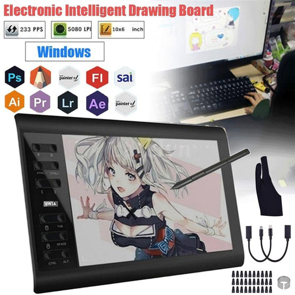2020 New 10x6 Inch Professional Graphic Tablet 8192 Levels Digital ...