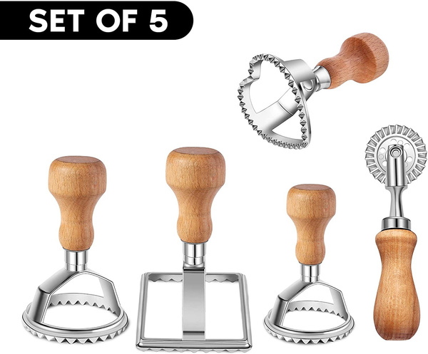 5sets Ravioli Dumpling Stamp Maker Cutter with Roller Wheel Set Mold ...