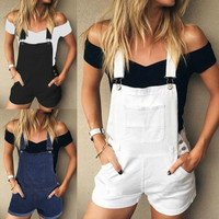 2020 Casual Sports Double Shoulder Denim Overalls Women's New Style | Wish