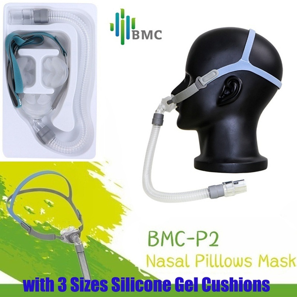 BMC P2 Nasal Pillows CPAP Mask with 3 Sizes Silicone Gel Cushions Nasal ...