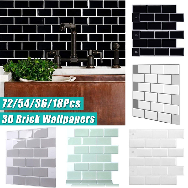 Waterproof Self-adhesive Brick Wall Stickers 3D Tile Wallpapers ...