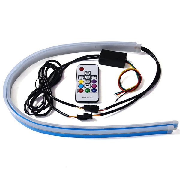 2pcs 60cm RGB DRL Thin Amber Sequential Flexible LED DRL Strip ...