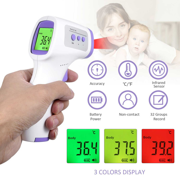 3 Color Backlight Forehead Digital Infrared Thermometer High Precision ...