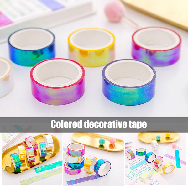 12pcs Holographic Rainbow Colored Masking Tape Decorative Craft ...