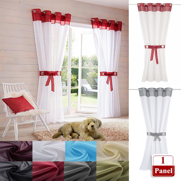 1 Panel Two-Color Transparent Curtain Top Middle Grommet Drape Light ...