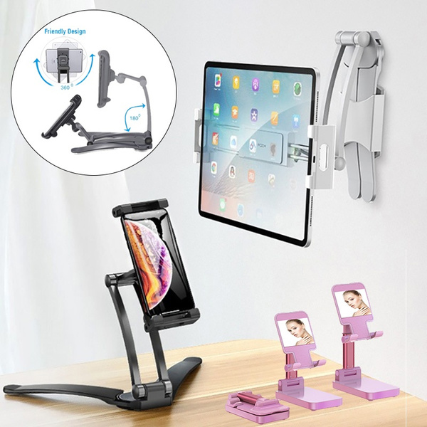 2 In 1 Tablet Computer Stand Kitchen Wall-mounted Countertop Rotating ...