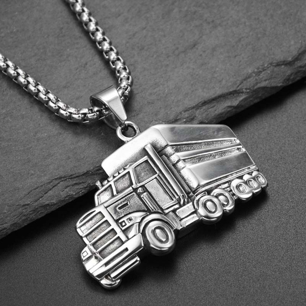 Retro Simple Rock Party Necklace Titanium Steel Big Truck Pendant ...