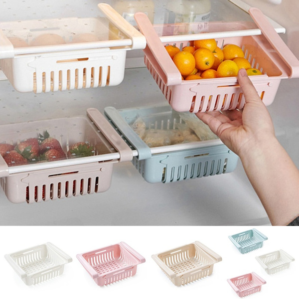 Adjustable Refrigerator Storage Box Fridge Kitchen Freezer Space Saver ...