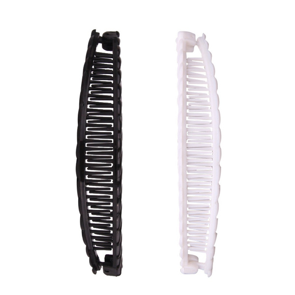 Womens Plastic Interlocking Teeth Clincher Combs Banana Clip Grib ...