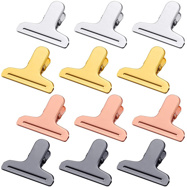 12 Packs Stainless Steel Heavy Duty Chip Bag Clips, Round Smooth Snack ...