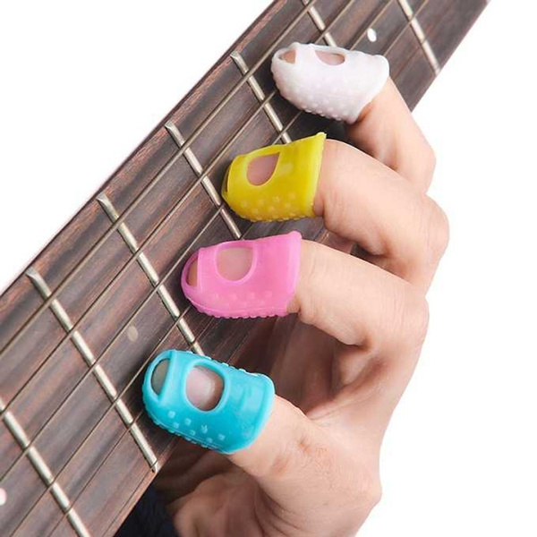 4PCS Same Color Size Silicone Celluloid Guitar Thumb Picks Finger Picks ...