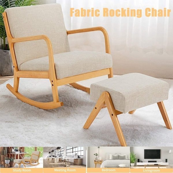 Newest Comfortable and Simple Fabric Rocking Chair,Mid-Century Glider ...