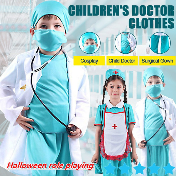 Halloween Cosplay Child Doctor Performance Surgical Gown Cosplay ...