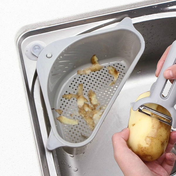 Itchen Triangular Sink Strainer Drain Vegetable Shelving Suction Cup ... Itchen Triangular Sink Strainer Drain Vegetable Shelving Suction Cup ...