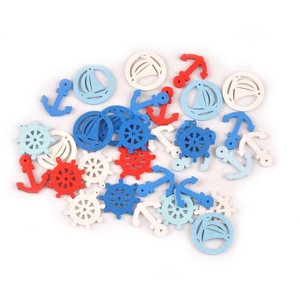Blue Anchor/ship/rudder Pattern Wood Decoration For Home Drop Hanging ...
