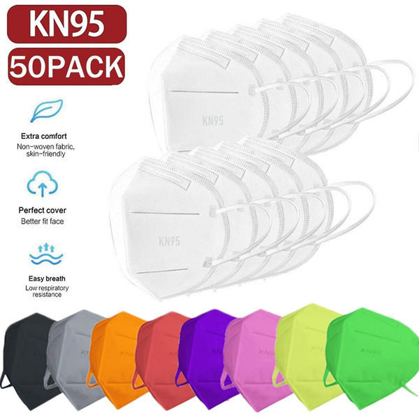 50Pcs KN95 Reusable Multicolor Mask Dustproof Cotton Filter Mask Anti ...