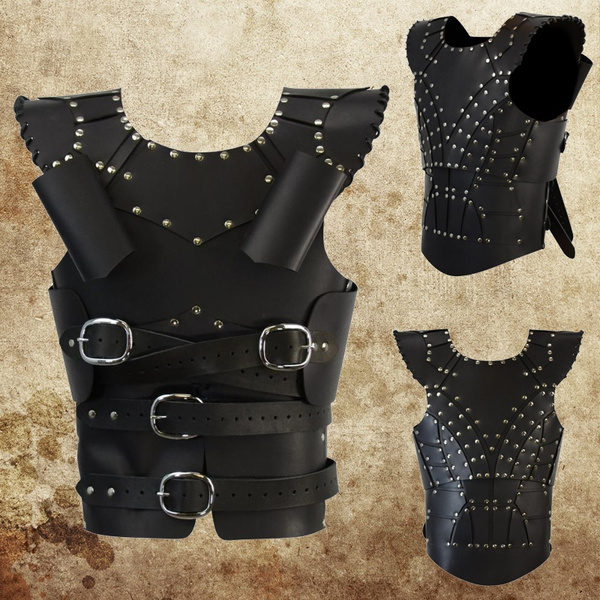 Cosplay Medieval Retro Knight Leather Armor Top Men's Punk Armour ...