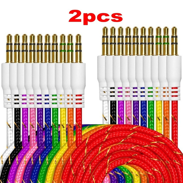 2PCS AUX Cable 1M Hi-Fi Sound Quality 3.5mm Audio Cable Male To Male ...
