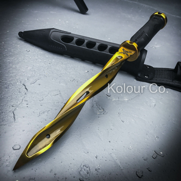14" M48 Cyclone Dagger Tactical Combat Fixed Blade Knife Bowie Gold W ...