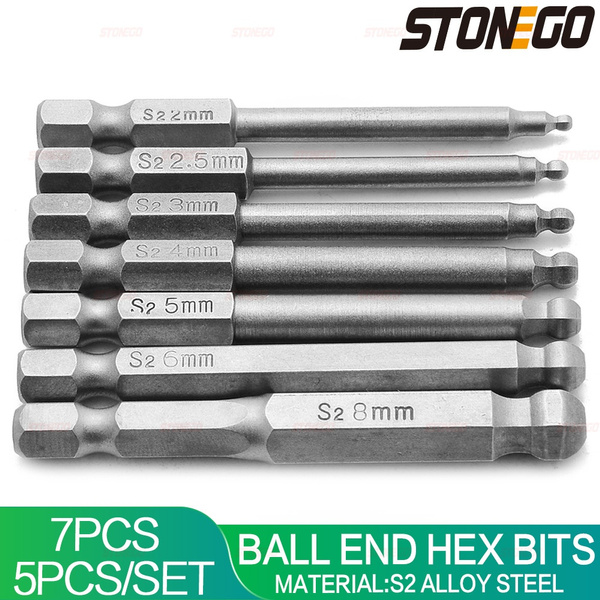1/4" Hex Shank 65mm/100mm Magnetic Ball End Hexagon Screwdriver Bits ...