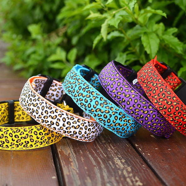 Universal Reflective Polyester Dog Collars in Leopard Print Adjustable ...