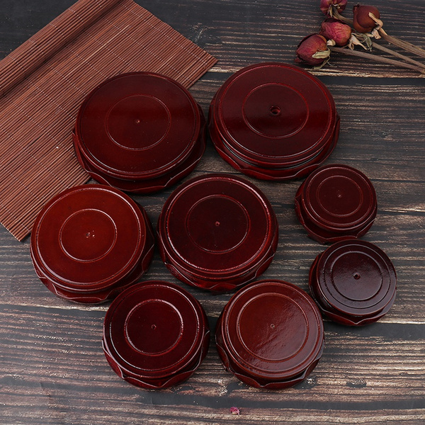 Real Solid Wood Carving Vase Base Stone Buddha Flowerpot Wood Carving ...