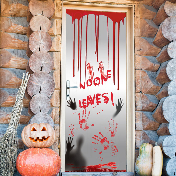 New Halloween blood handprint door stickers decoration haunted house ...
