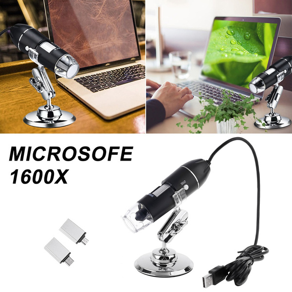 3-in-1 Digital Microscope 1600X Support PC Type-C Micro-USB Phone USB ...
