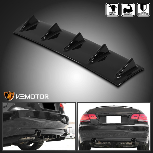 23" Rear Bumper Diffuser Shark Fin Spoiler Lip Wing Splitter Black ...