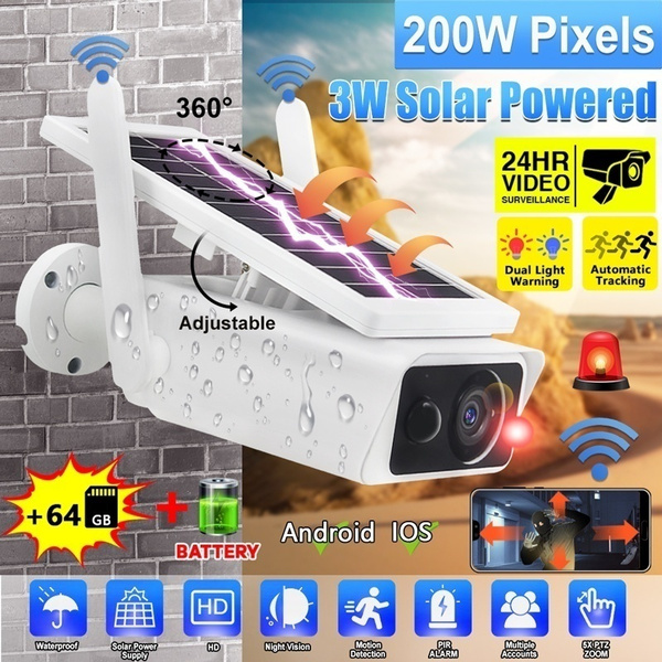 [Solar 200W Pixels 360°Adjustable Angle IP Camera ] 1080P Security ...