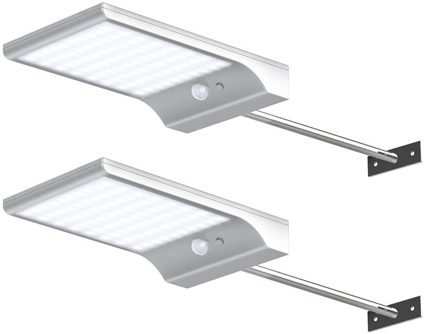 Solar Gutter Lights Wall Sconces with Mounting Pole Outdoor Motion ...