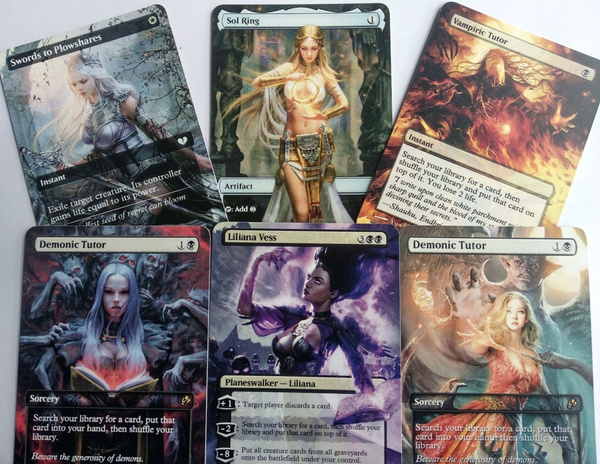 11 CARDS Magic TRADING CARDS Vampiric tutor Demonic Magic altered art Dual land Duallands Alter ...
