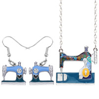 Enamel Alloy Sewing Machine Jewelry Sets Fashion Tools Earrings ...