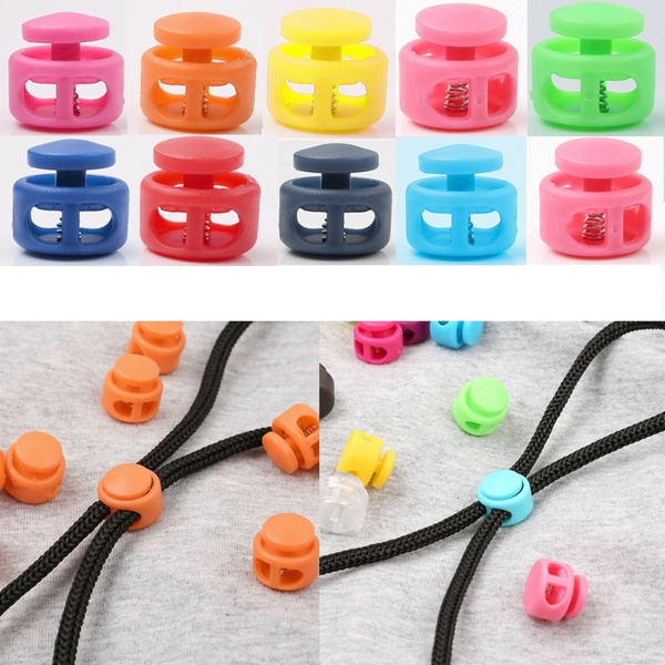 50PCS Double Hole Spring Cord Lock Plastic End Toggle Stoppers Stop ...