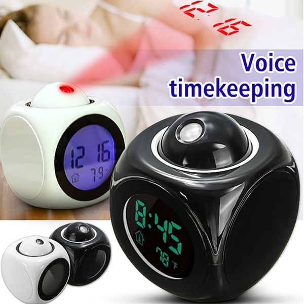 Digital Alarm Clock Multifunction With Voice Talking LED Projection ...