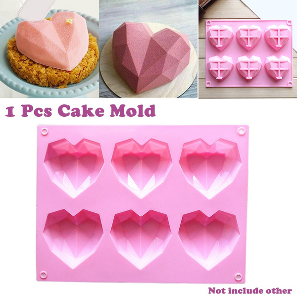 1 Pcs DIY Cake Mold Heart Shape Silicone Mold Cake Chocolate Fondant ...
