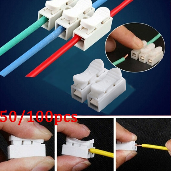 50pcs 2 Pin Electrical Cable Connectors CH2 CH3 Quick Splice Lock Wire ...