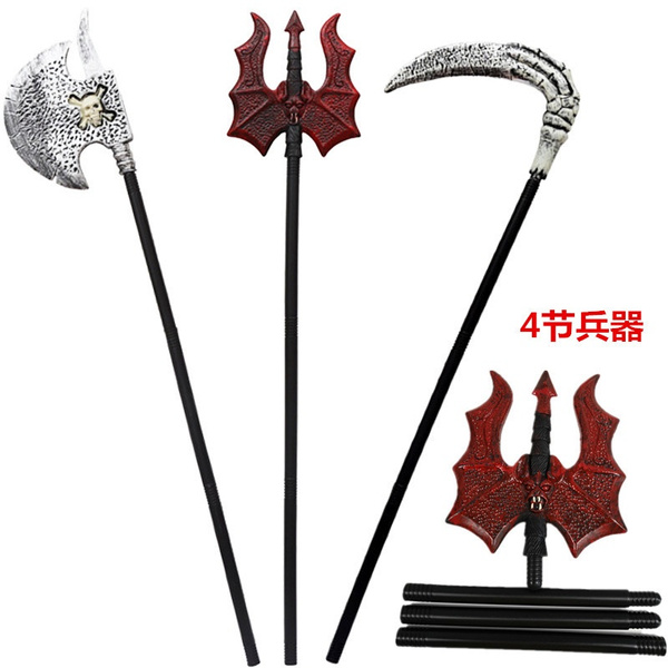 Halloween Weapon Ghost Festival Plastic Simulation Weapon Trident Axe ...