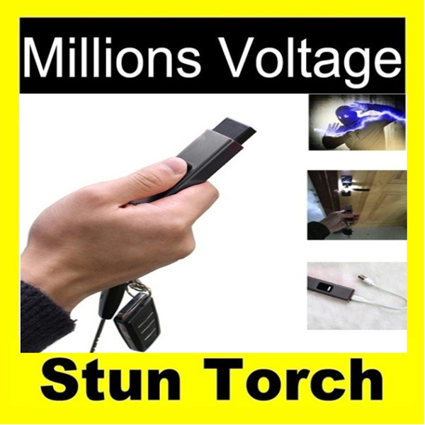 2 in 1 Mini Self Defense Stun Gun Electric Shock Keychain Flashlight ...