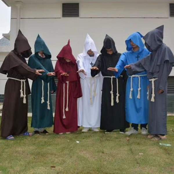 Monk Wizard Hooded Robes Cloak Cape Friar Medieval Renaissance Priest ...