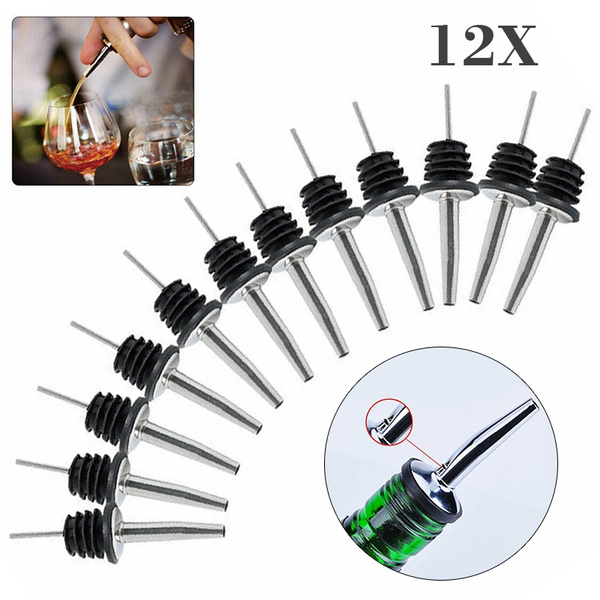 Useful 12Pcs Stainless Steel Liquor Spirit Wine Bottle Pour Flow Pourer ...