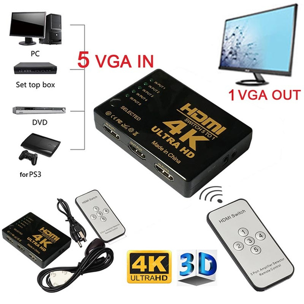 HDMI Switch 5 In 1 Out with Remote Controller HDMI Splitter | Wish