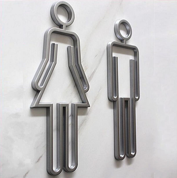Silver Toilet Symbol Men's and Women's Set Bathroom Toilet Restroom ...