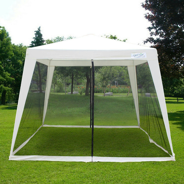 10'x7.9'Trapezoid Screen House Party tent Gazebo Mesh Side Wall Beige ...