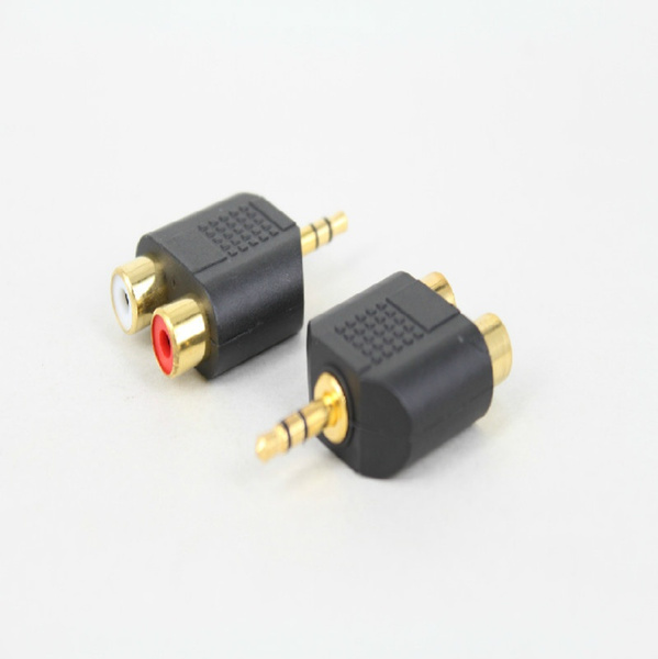 2PCS 3.5mm Audio Connector Adaptor Plug Stereo Plug 2RCA AV One Split ...
