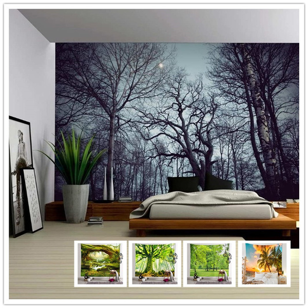 Forest Tapestry Green Tree in Misty Forest Tapestry Calming Tapestry ...